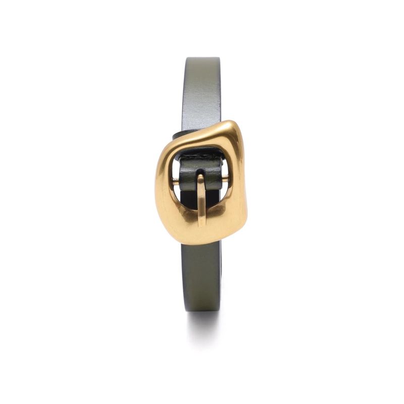 Buy RAREISM Cove Dark Olive Leather Belt Online