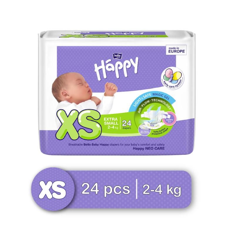 Buy Bella Baby Happy Extra Small (XS) Diapers, 2-4 Kg, Breathable ...