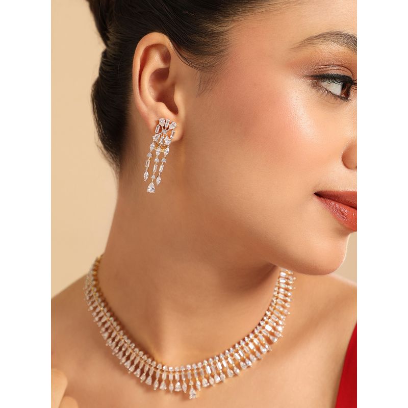 Buy Nuyug American Diamond White Stone Diva Radiant Drop Necklace and ...