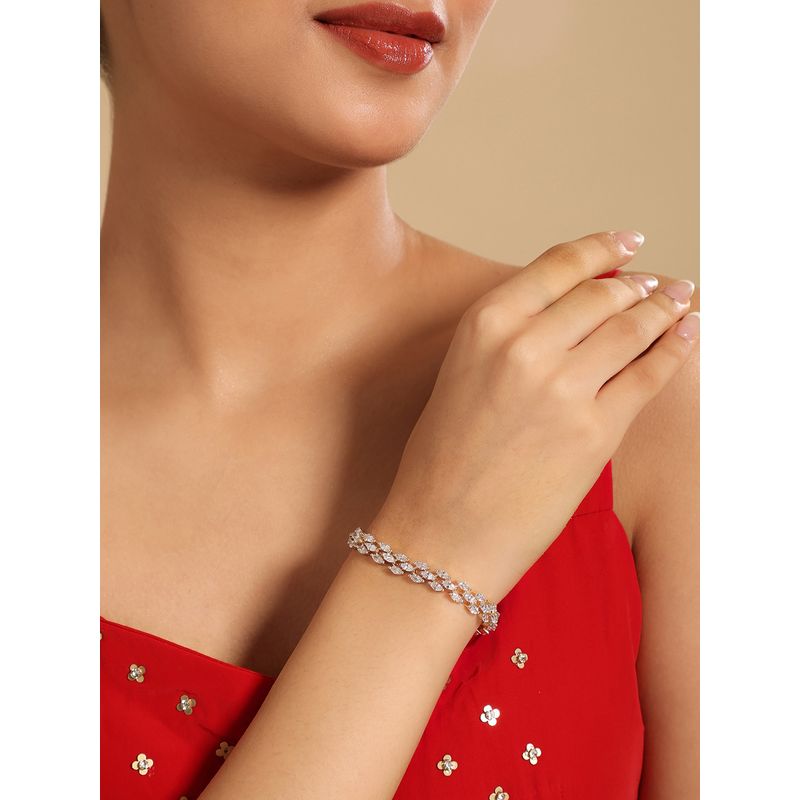Buy Nuyug American Diamond White Stone Diva Cascade Bracelet Online