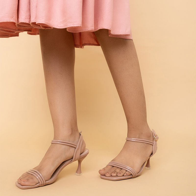 Buy Twenty Dresses by Nykaa Fashion Pink Square Toe Strappy Front Spool ...