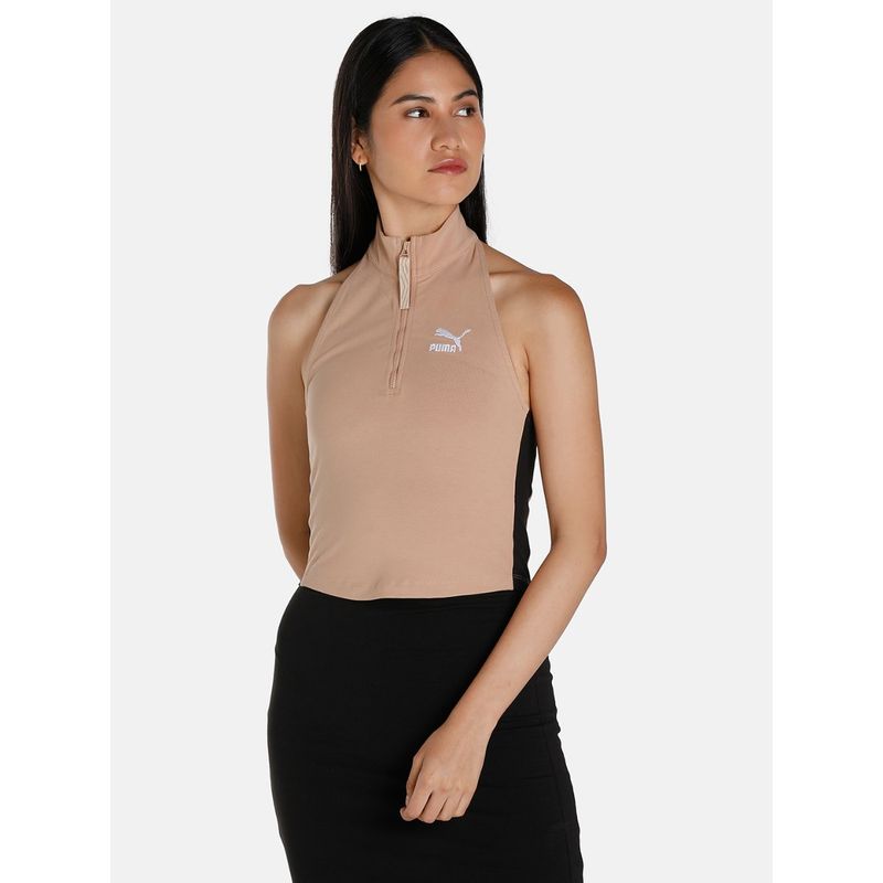 Buy Puma T7 Trend 7etter Half-zip Mock Neck Womens Beige Tank Top Online