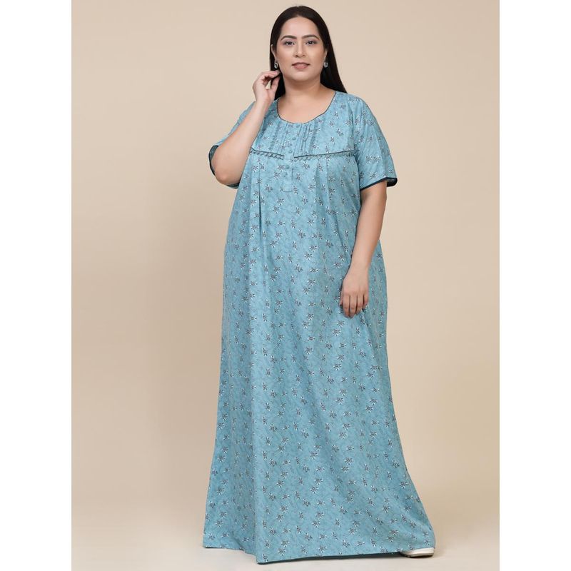 Buy Sweet Dreams Floral Pattern Womens Short Sleeves Regular Length Nighty Indigo Online