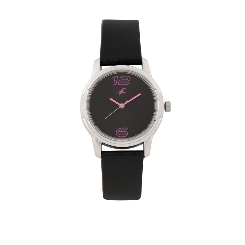 Buy Fastrack Black Dial Black Leather Strap Watch Online