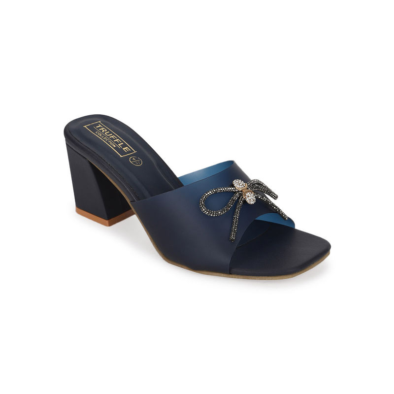 Buy Truffle Collection Blue Solid Heels Online