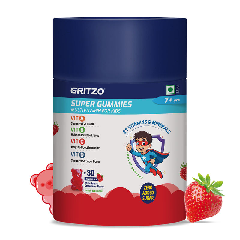 Buy Gritzo Super Gummies Multivitamin For Kids - Strawberry Online