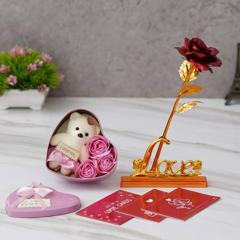Buy eCraftIndia Combo of Set of 8 Love Gift Cards, Love Red Rose ...