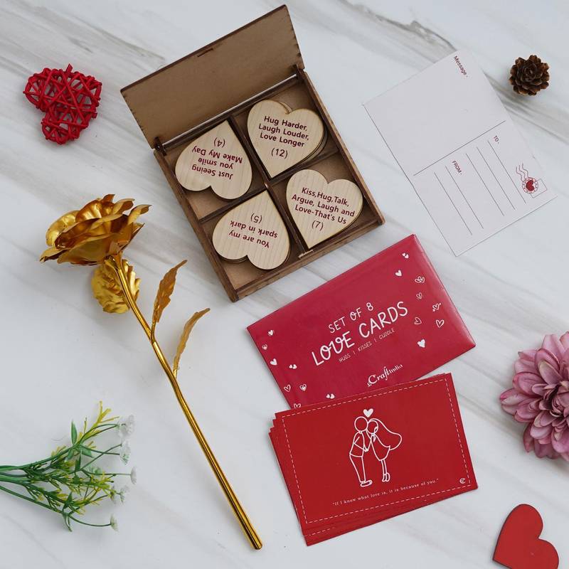 Buy eCraftIndia Combo Set of 8 Love Gift Cards, Gold Rose, 