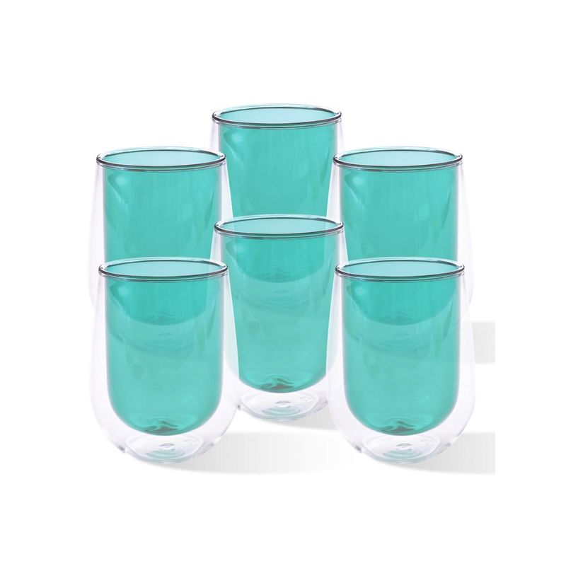 Buy Gleevers Borosilicate Double Walled Coffee Mug Cute Gifts- (Pack of 6) 190ml Each - Green Online