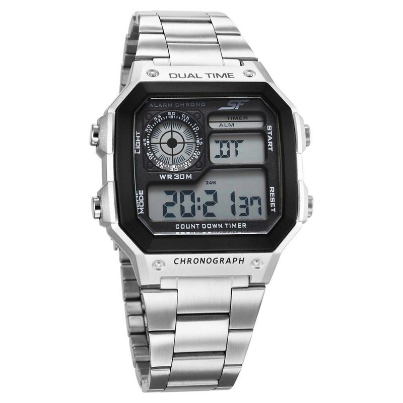 Buy Sonata Sf Hexa Metal Digital Black Dial Stainless Steel Strap Watch ...