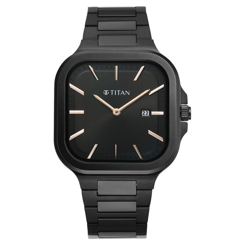 Buy Titan Classique Slim Square Quartz Analog with Date Black Dial ...