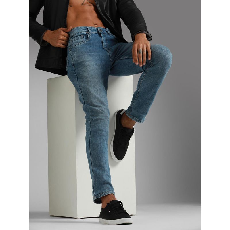 Buy High Star Men Straight Fit Mid-Rise Low Distress Light Fade ...