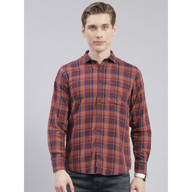 Buy Monte Carlo Rust Check Separate Collar Shirt Online