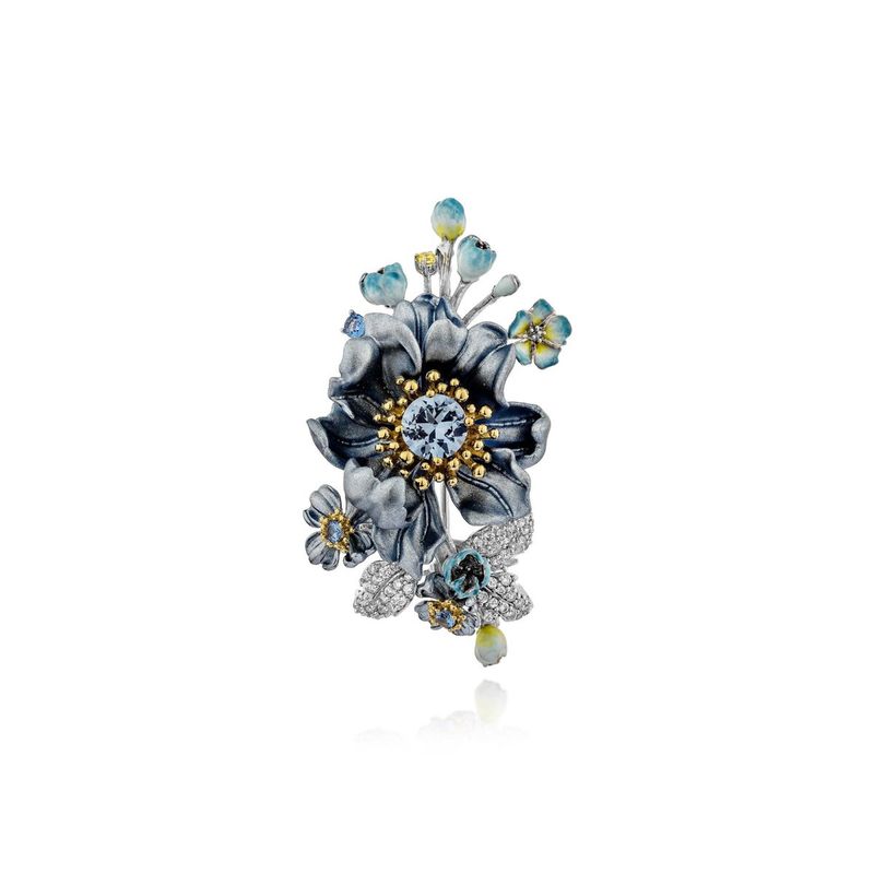 Buy MISS JO Blue Periwinkle Bloom Brooch Online
