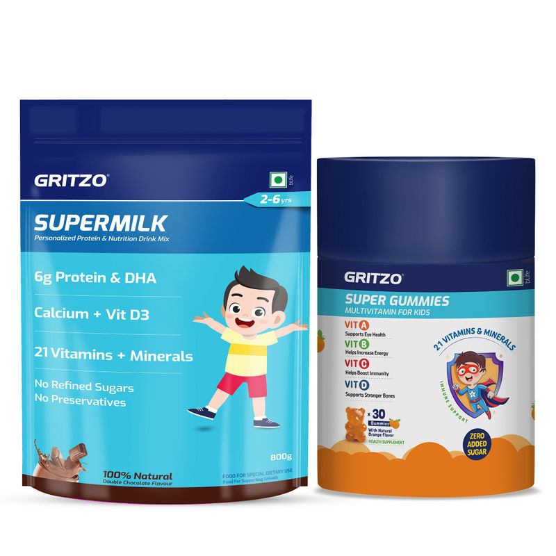 Buy Gritzo SuperMilk Daily Nutrition (2-6y),(Double Chocolate, 800g ...