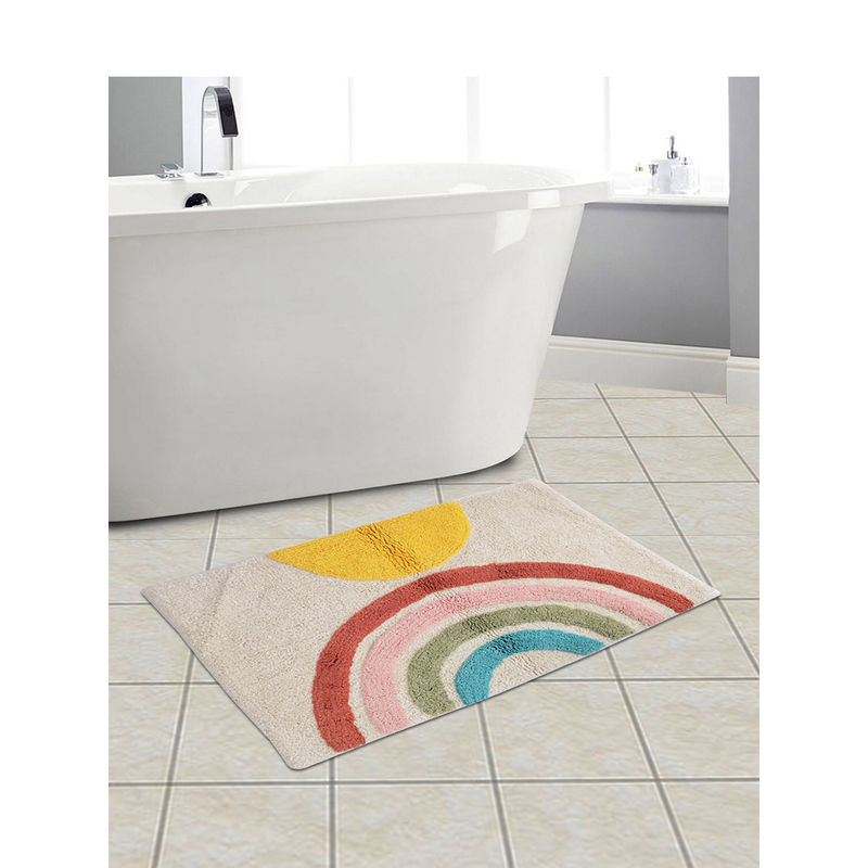 Buy Eyda Multi Colored Rainbow Cotton Bath Mat Online