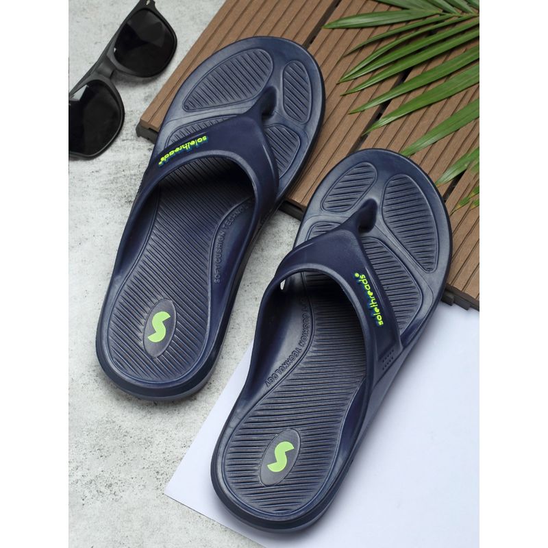 Buy SOLETHREADS Ortho Lite Men Navy Solid Flip Flop Online