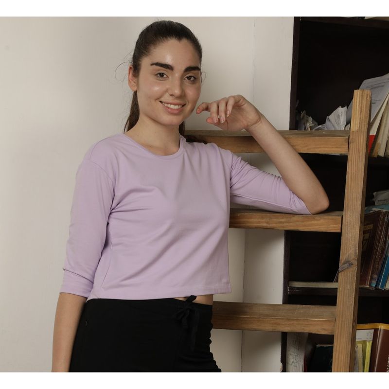 Buy VIEVIANA Womens Lavender Crop T-Shirt Online