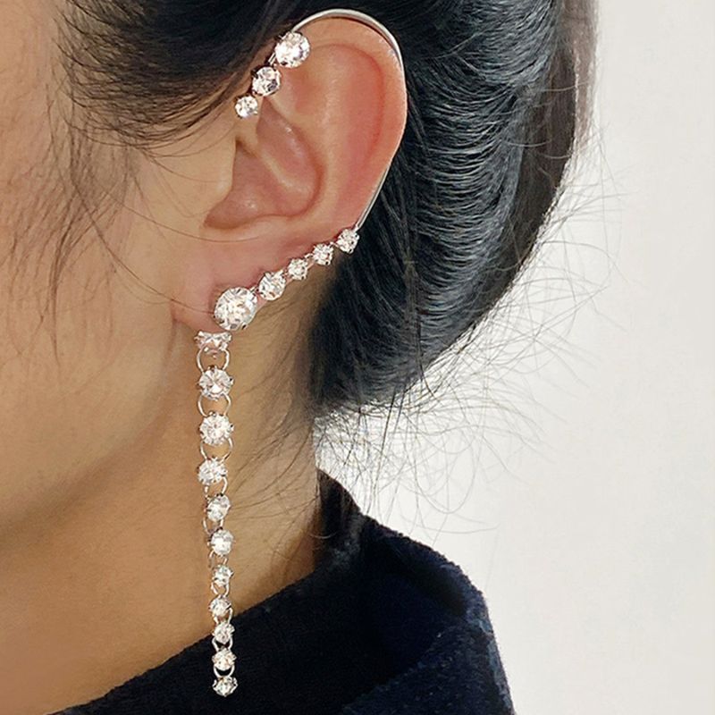 Buy Yellow Chimes Silver Tone Crystal Studded Non-Pierced Ear cuffs Online