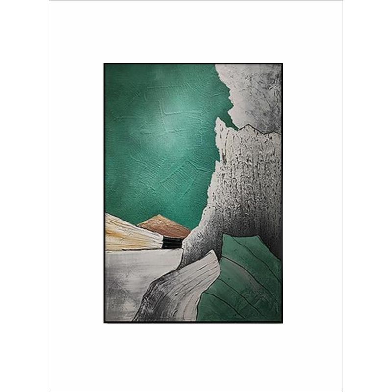 The Handmade Flair Green Grey Abstract Painting Framed Wall Art: Buy ...