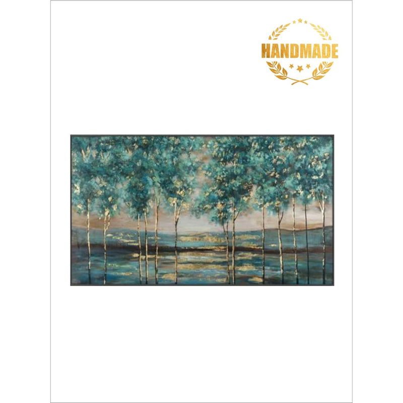 Buy The Handmade Flair Green Abstract Painting Wall Art (40x20 Inches ...