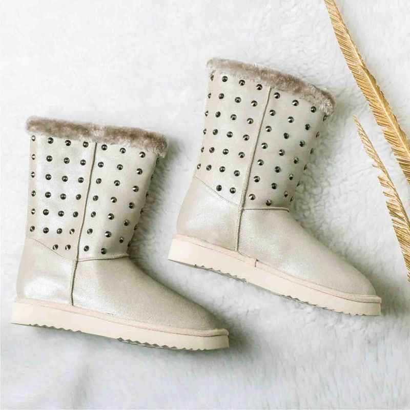 Buy Saint G Cassandra Metal Studded Silver Glitter Snug Boots Online