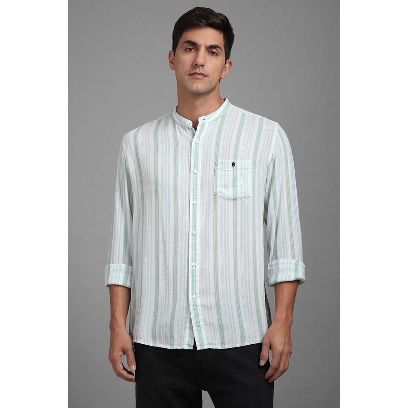 Buy Louis Philippe Men Green Slim Fit Stripes Full Sleeves Shirt Online