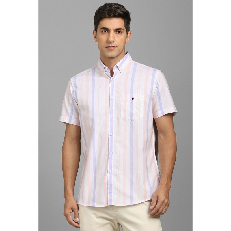 Buy Louis Philippe Men Multi-Color Stripes Half Sleeves Shirt Online