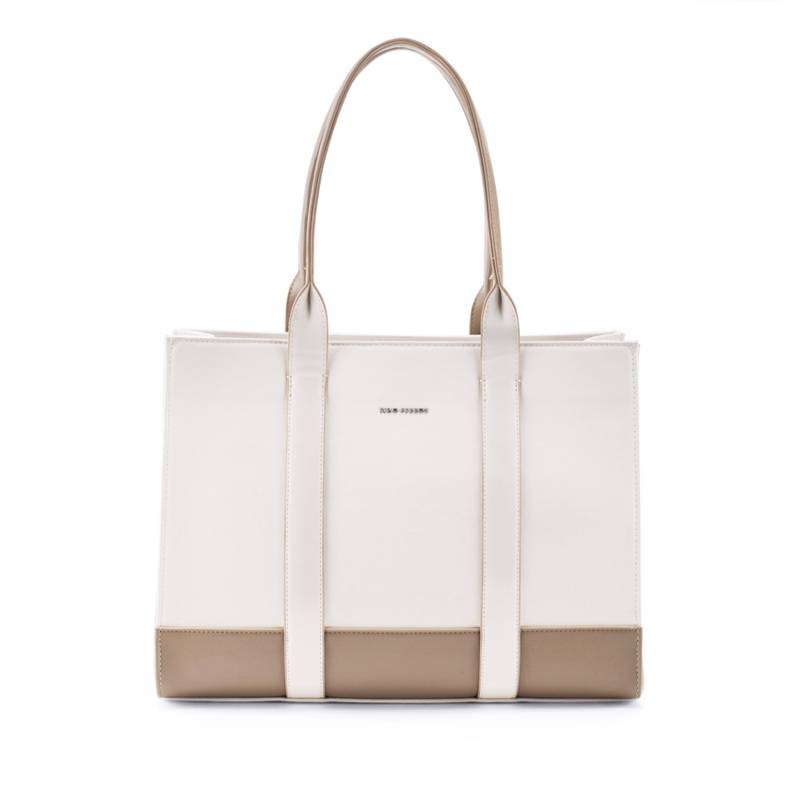 Buy Lino Perros Beige Color-Blocked Commuter Tote Bag Online
