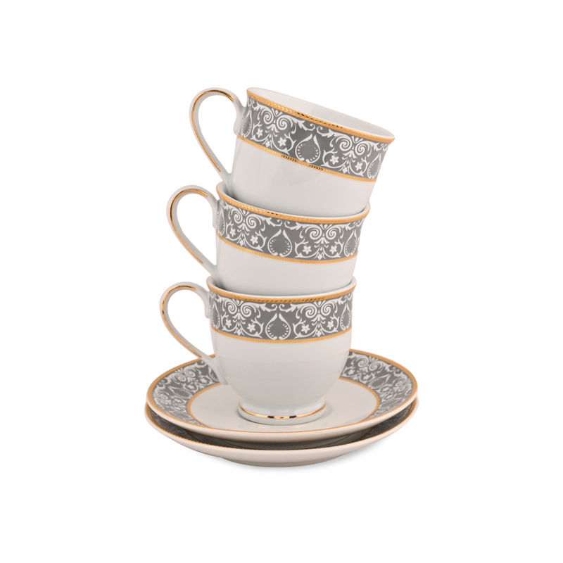 Buy HITKARI POTTERIES Porcelain Verona Cups & Saucer Set For 6 Premium ...