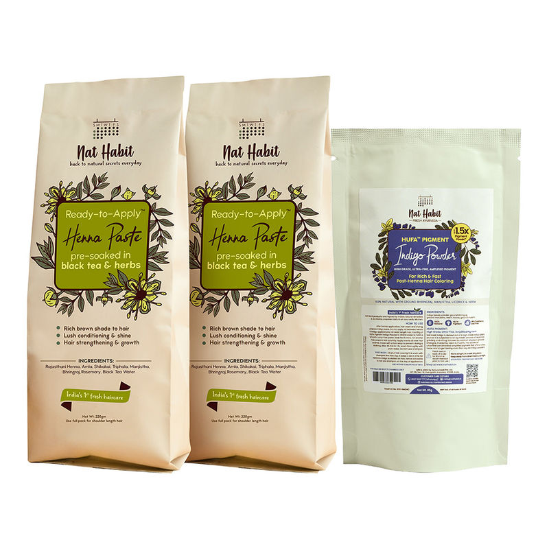 Buy Nat Habit Ready-to-Apply Henna Paste & Indigo Powder Combo Online