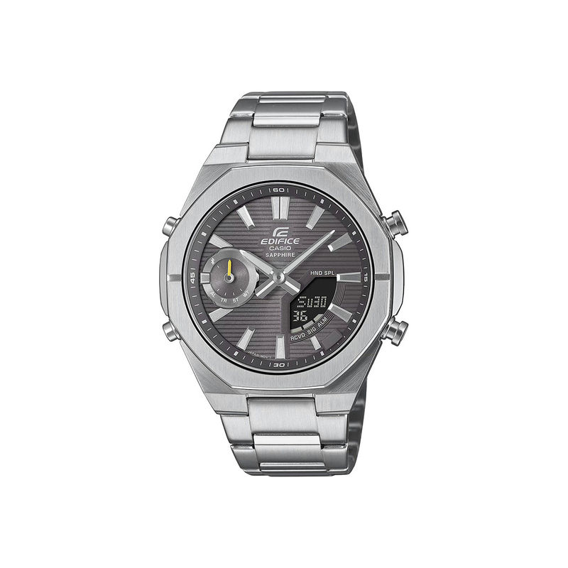 Buy Casio EDIFICE Men Analog + Digital Grey Dial Round Shape Watch ECB ...