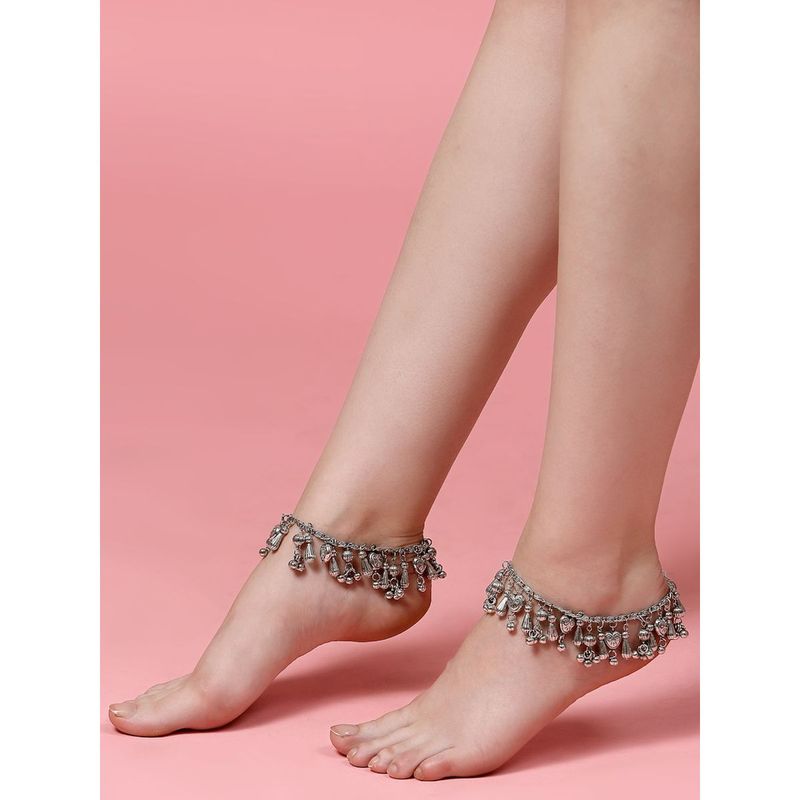 Buy PANASH Oxidized Silver Plated Anklets Online