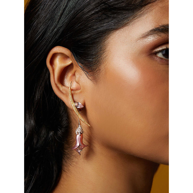 Buy MISS JO Pink Dim Of A Lily Silver Dangler Earrings Online