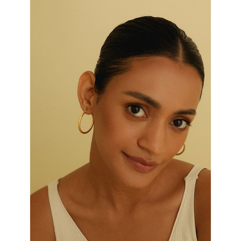 Buy MISS JO Bold Textured Large Hoop Gold Plating Earrings Online