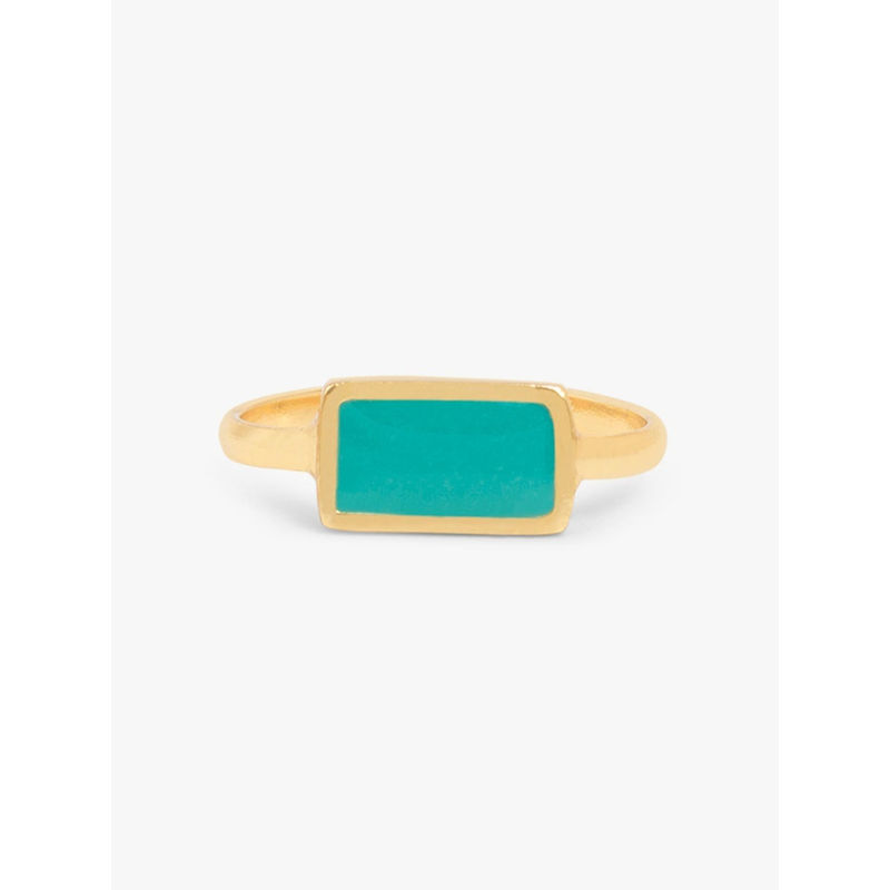 Buy Fablestreet Turquoise Rectangular Enamel Ring Online