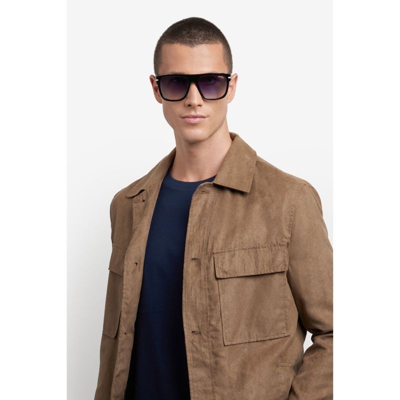 Buy CARRERA Mens Dk Blue Shaded Lens Black Gold Non Polarized Rectangle ...