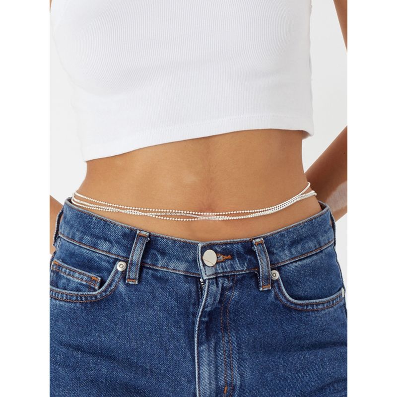 Buy Accessorize London Women's Silver Layered Crystal Waist Chain Online