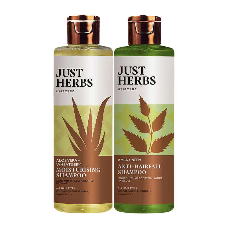 Buy Just Herbs 8-in-1 Amla Neem and Aloe Vera Anti Frizz Shampoo Duo Online