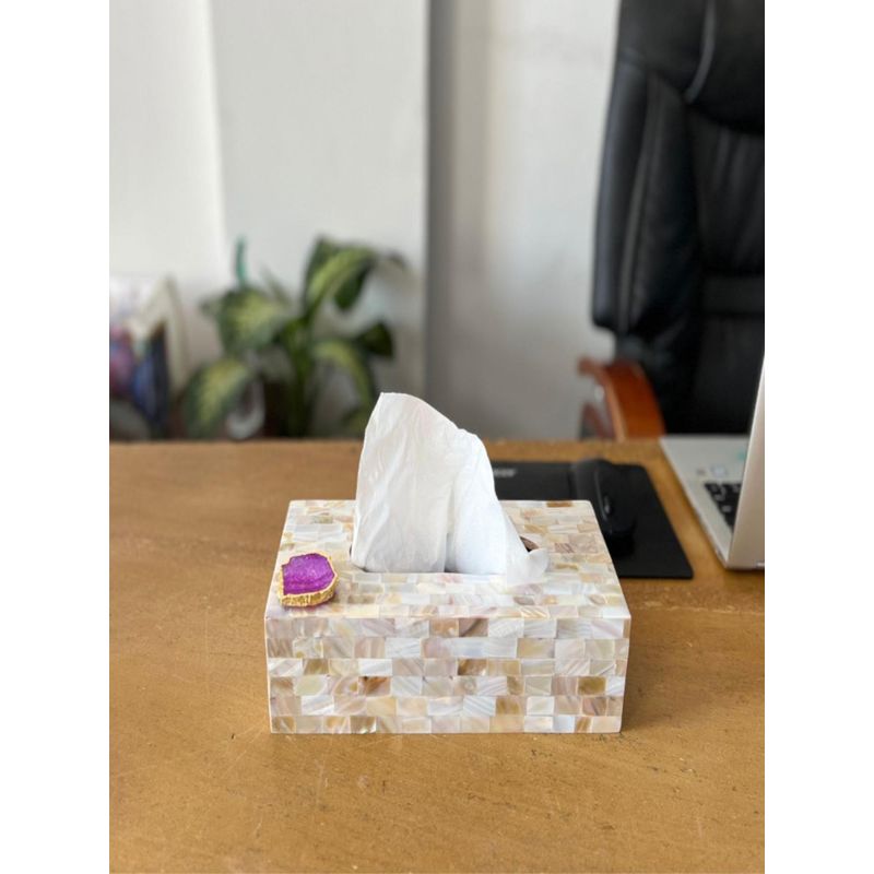 Buy Homearte Mother Of Pearl With Agate Tissue Box Holder- Pink Online