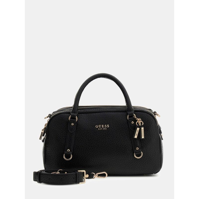 Buy Guess Black Textured Magnet Marsha Box Satchel Bag with Detachable ...