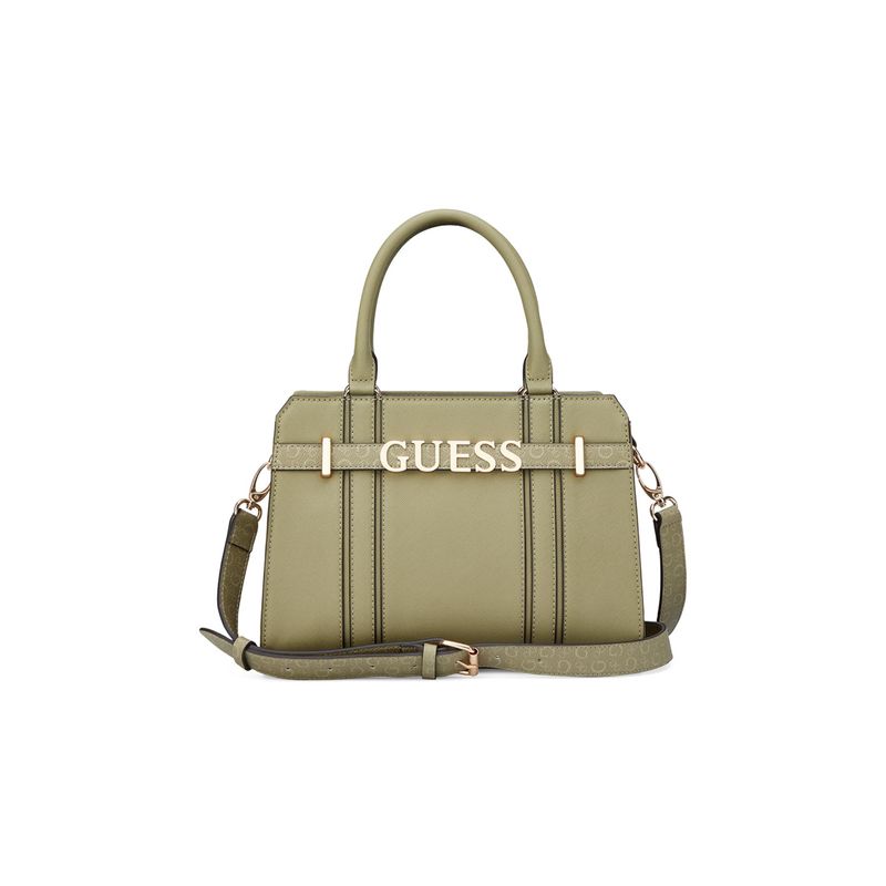 Buy Guess Green Solid Zipper Satchel Bag with Detachable Strap Online