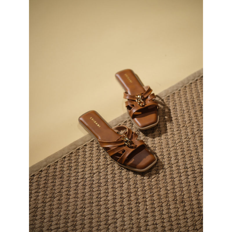 Buy Eridani Alexa Tan Embellished Flats Online