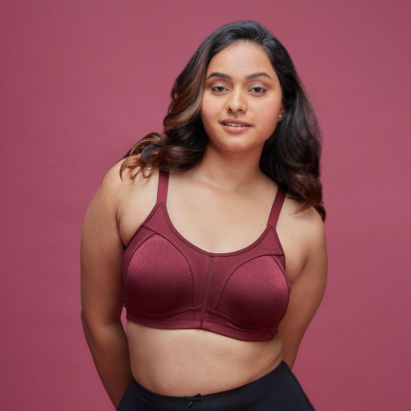 Nykd by Nykaa Luxe Jacquard M-frame Bra - Maroon Nyb232: Buy Nykd by Nykaa Luxe Jacquard M-frame ...