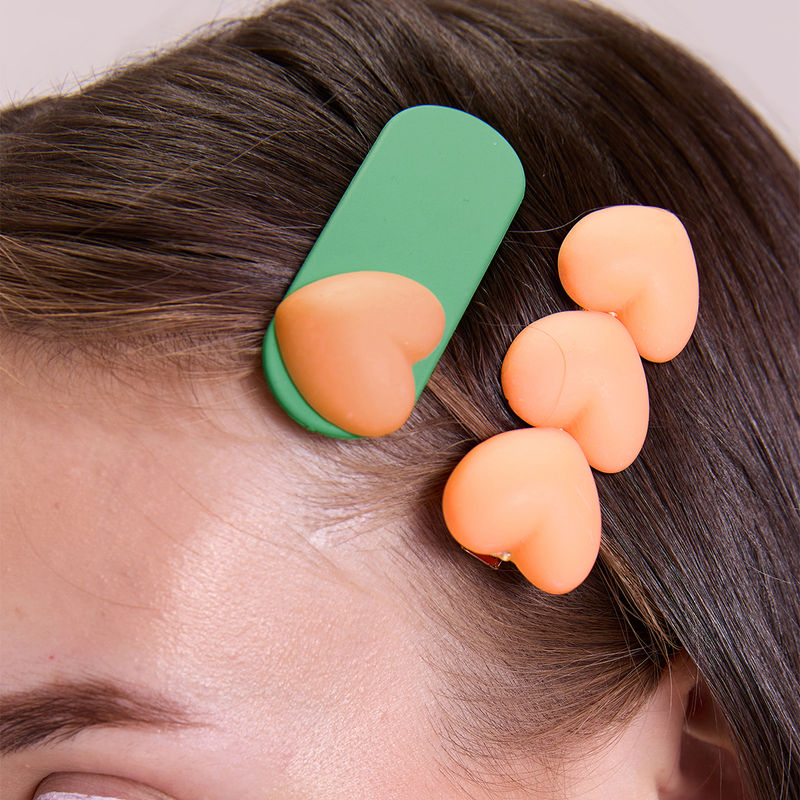 Buy MIXT by Nykaa Fashion Peach Heart Shaped Hair Pin Set of 2 Online