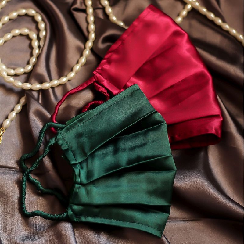 Buy Bellofox Garnet And Emerald Sheen 3-layer 3-ply Satin Cotton Face ...