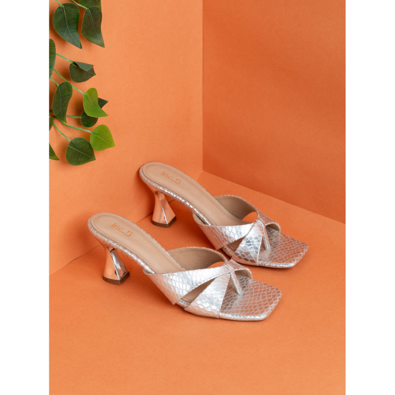 Buy Inc.5 Womens Silver Party Wear Solid Spool Sandal Heels Online