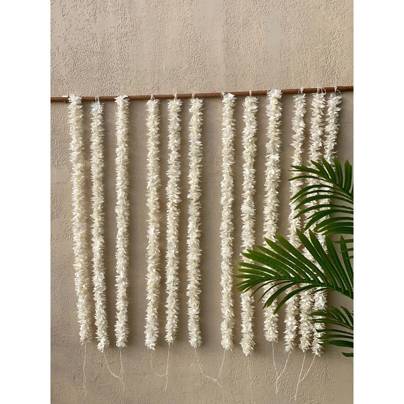 Buy Mason Home Decorative Artificial White Gajra - Set Of 12 (3 Feet ...