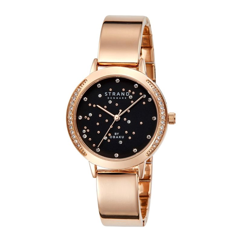 Strand by Obaku Galaxy Merlot Quartz Black Round Crystal Dial Womens ...