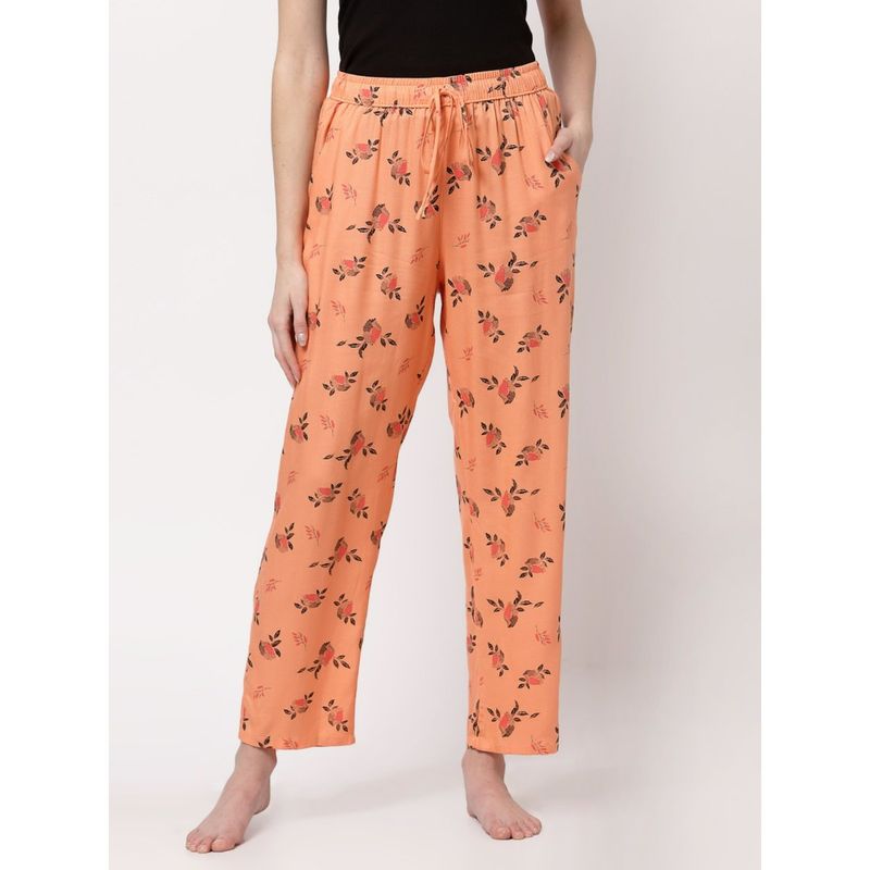 Buy Sweet Dreams Women Floral Orange 100 Percent Cotton Pyjamas Online